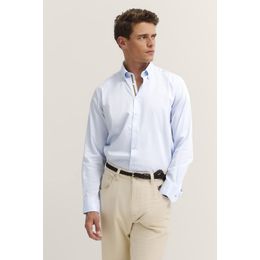 Langarmhemd Bugatti, Herren, Gr. XXL, Normalgr&ouml;&szlig;en, 320, hellblau, 100% Baumwolle, gestreift, normal, eckige 2-Knopf-Manschette, Hemden, mit Button-Down-Kragen