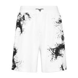 Shorts Plein Sport "Splash", Herren, Gr. 4XL, US-Gr&ouml;&szlig;en, 01, wei&szlig;, Obermaterial: 13% Polyester, 87% Baumwolle, Hosen Shorts