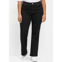 sheego Damen Bootcut-Jeans, schwarz, Gr. 58, unifarben, 68% Baumwolle, 30% Polyester, 2% Elasthan, Jeans