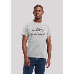 F4NT4STIC Herren T-Shirt "Knut & Jan Hamburg Noorden Collegiate"grau melange, Gr. XS, Obermaterial: 100% Baumwolle, Shirts, Premium Qualit&auml;t