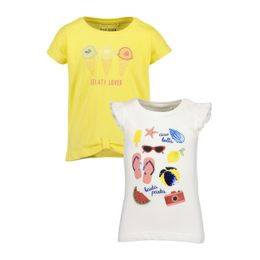 Blue Seven M&auml;dchen T-Shirt, wei&szlig;, Gr. 98, unifarben, Single Jersey, Obermaterial: 100% Baumwolle, Shirts, hochwertige Motive mit Pailletten,