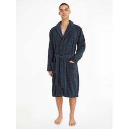 Bademantel, blau, Tommy Hilfiger Underwear, Baumwoll-Webfrottier, Hausmäntel, mit aufgesetzten Taschen