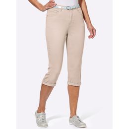 Casual Looks Damen Caprijeans, beige, Gr. 42, unifarben, 98% Baumwolle, 2% Elasthan, Jeans