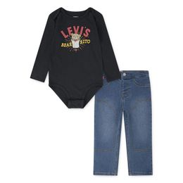 Body & Hose LEVI'S KIDS "LVB BEARRITO DENIM SET", Jungen, Gr. 18M (86), schwarz (jet schwarz), Jersey, Obermaterial: 60% Baumwolle, 40% Polyester. Obermaterial Hose: 64% Baumwolle, 26% Polyester, 8% Viskose, 2% Elasthan, KOB Set-Artikel, mit lustigem Print