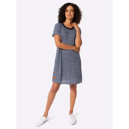 Casual Looks Damen A-Linien-Kleid "Webkleid"marine, ecru, bedruckt, Gr. 38, gemustert, 100% Viskose, Kleider