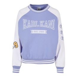 Karl Kani Damen Rundhalspullover "Karl Kani Damen KW224-028-1KK Small Signature Block College"lila, Gr. XXS, mehrfarbig, 80% Baumwolle, 20%
