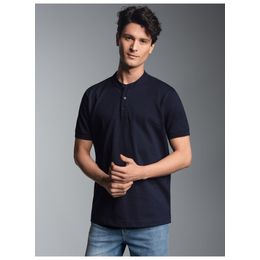 TRIGEMA Herren Poloshirt "TRIGEMA Poloshirt mit Stehkragen", blau, Basic, Gr. M, 100% Baumwolle, Shirts