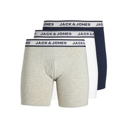 Jack & Jones PlusSize Herren Boxershorts "JACSOLID BOXER BRIEFS 3 PACK PLS NOOS", JACK & JONES PLUSSIZE, Gr. XXL, wei&szlig;, Jersey, Obermaterial: 95% Baumwolle, 5% Elasthan,