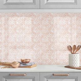 K&uuml;chenr&uuml;ckwand selbstklebend - Vintage Muster Filigranes Art Deco II - rosa Vintage Geometrisch Spritzschutz nach Ma&szlig;