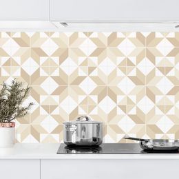 Bilderwelten K&uuml;chenr&uuml;ckwand selbstklebend beige Abstrakt Fliesenoptik - Stern Fliesen - Beige - Geometrisch Spritzschutz nach Ma&szlig;