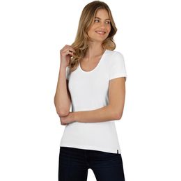 TRIGEMA Damen T-Shirt "TRIGEMA Rundhalsshirt aus Viskose", wei&szlig;, Basic, Gr. L, 94% Viskose, 6% Elasthan, Shirts