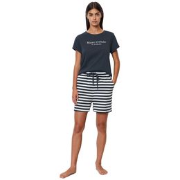 Marc O'Polo MARC O'POLO Damen Pyjama "Mix & Match Cotton-Woven", Gr. L, blau, Jersey, Obermaterial: 100% Baumwolle, bedruckt, unifarben, Homewear-Sets, mit