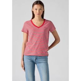 Levi's LEVI'S Damen T-Shirt "PERFECT TEE", rot, Gr. M, gestreift, Single Jersey, Obermaterial: 100% Baumwolle, Shirts, mit kleiner Logo-Stickerei