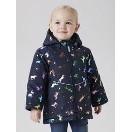 name it Jungen Outdoorjacke "NMFMAXI PA JACKET FOIL AOP NOOS"schwarz sapphire aop:unicorn, Gr. 104, bedruckt, Web, Obermaterial: 100% Polyester,