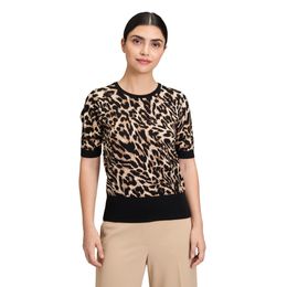 Betty Barclay Damen Kurzarmshirt "Damen mit Animalprint", schwarz, Gr. 44, Strick, Obermaterial: 80% Viskose, 20% Polyamid, Shirts