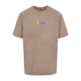Merchcode Damen T-Shirt "Merchcode Herren Hope Rainbow Acid Washed Heavy Oversized Tee"schwarzkhaki, Gr. M, bedruckt, 100% Baumwolle, Shirts