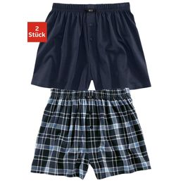H.I.S. H.I.S Herren Boxer "Boxershorts f&uuml;r Herren", Gr. S, blau, Obermaterial: 100% Baumwolle, kariert, unifarben, Unterhosen, in weiter Passform