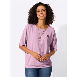 Casual Looks Damen Kurzarmshirt "Kurzarm-Shirt", rosa, Gr. 40, unifarben, 95% Baumwolle, 5% Elasthan, Shirts