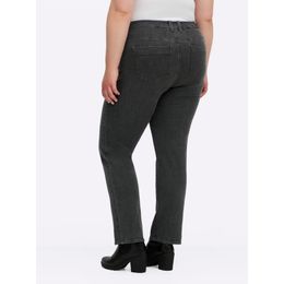 sheego Damen Bequeme Jeans, grau, Gr. 56, unifarben, 99% Baumwolle, 1% Elasthan, Jeans