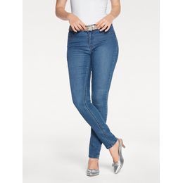 Heine Damen Push-up-Jeans, blau, Gr. 36, unifarben, 62% Baumwolle, 24% Polyester, 13% Lyocell, 1% Elasthan, Miedereinsatz:15% Elasthan, 85% Polyamid,