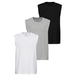 MAN'S WORLD MAN'S WORLD Herren Muscleshirt, schwarz-wei&szlig;, Basic, Gr. L, unifarben, Single Jersey, Obermaterial: 100% Baumwolle. Obermaterial Melange: 90%