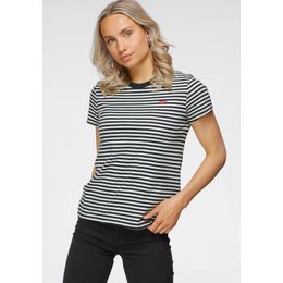Levi's LEVI'S Damen T-Shirt "PERFECT TEE", schwarz-wei&szlig;, Gr. L, gestreift, Single Jersey, Obermaterial: 100% Baumwolle, Shirts, mit kleiner Logo-Stickerei