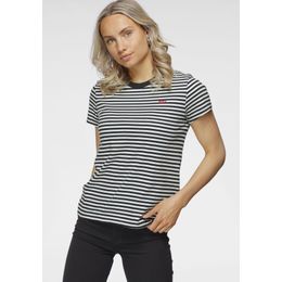 Levi's LEVI'S Damen T-Shirt "PERFECT TEE", schwarz-wei&szlig;, Gr. M, gestreift, Single Jersey, Obermaterial: 100% Baumwolle, Shirts, mit kleiner Logo-Stickerei