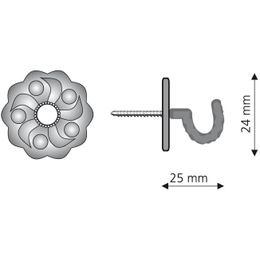Zierhaken Liedeco, L:0,35cm, wei&szlig;, Metall, Haken, f&uuml;r Vorh&auml;nge