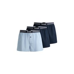 BOSS Herren Boxershorts "3P Woven Boxer", Gr. M, blau, Webqualität, Obermaterial: 100% Baumwolle, unifarben, Unterhosen, mit Eingriff mit Knopf