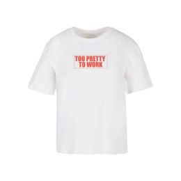 MISS TEE Damen T-Shirt "Miss Tee Too Pretty To Work Tee"wei&szlig;, Gr. S, bedruckt, 100% Baumwolle, Shirts
