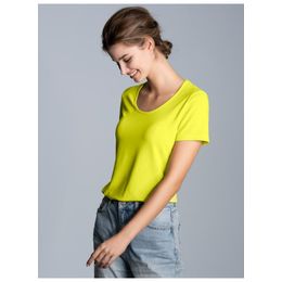 TRIGEMA Damen T-Shirt "TRIGEMA Rundhalsshirt aus Viskose", gr&uuml;n, Basic, Gr. S, 94% Viskose, 6% Elasthan, Shirts