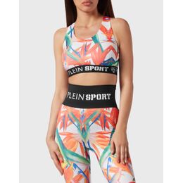 Plein Sport Damen Lauftop "Sport-BH", wei&szlig;, Gr. L, Obermaterial: 90% Polyester, 10% Elasthan, Tops