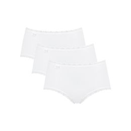 Sloggi Damen Midislip "24/7 Cotton Lace", Gr. 38, wei&szlig;, Obermaterial: 96% Baumwolle, 4% Elasthan, gemustert, unifarben, Unterhosen, mit zarter