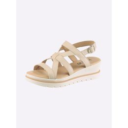 Heine Damen Sandalette, Gr. 42creme, Glattleder, Leder, Rindsleder, Schuhe