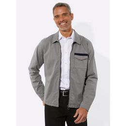 Langjacke CLASSIC, Herren, Gr. 48, grau, 97% Baumwolle, 3% Elasthan, unifarben, Jacken Langjacke