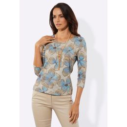 CR&Eacute;ATION L CREATION L Damen Rundhalsshirt "Shirt"sand, bleu, bedruckt, Gr. 40, gebl&uuml;mt, gemustert, mehrfarbig, 95% Viskose, 5% Elasthan, Shirts