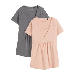 bonprix Damen Stillshirt "2-in-1 Umstands- und Stillshirts (2er Pack?)", rosa, Gr. 48, Obermaterial: 95% Baumwolle, 5% Elasthan. Obermaterial 2: 50%