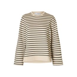 Selected Sweatshirt 'SLFELISE' Damen Gr&ouml;&szlig;e S beige / schwarz