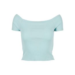 Urban Classics Damen T-Shirt "Urban Classics Damen Ladies Off Shoulder Rib Tee"seablau, Gr. XXXL, unifarben, 97% Baumwolle, 3% Elasthan, Shirts