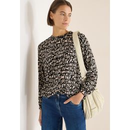 Langarmbluse Cecil, Damen, Gr. L (42), raw khaki, Web, Obermaterial: 100% Viskose, gemustert, l&auml;ssig geschnitten h&uuml;ftbedeckend, Rundhals, Blusen
