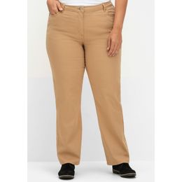 sheego Gro&szlig;e Gr&ouml;&szlig;en 5-Pocket-Jeans mit Stickerei-Motiv, camel, Gr&ouml;&szlig;e 52 - Damen