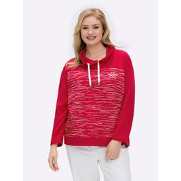 sheego Gro&szlig;e Gr&ouml;&szlig;en Sweatshirt aus innen angerautem Baumwoll-Mix, rot-bedruckt, Gr&ouml;&szlig;e 46 - Damen