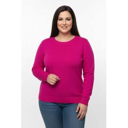 sheego Gro&szlig;e Gr&ouml;&szlig;en Langarm-Pullover aus reiner Baumwolle, fuchsia, Gr&ouml;&szlig;e 56 - Damen