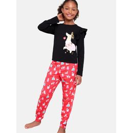 Lipsy Pyjama M&auml;dchen Gr&ouml;&szlig;e 128 rot / schwarz / wei&szlig;