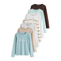 next Shirt Damen Gr&ouml;&szlig;e XS beige / hellblau / dunkelbraun / hellgrau / mint / wei&szlig;
