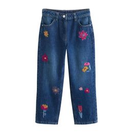 next Jeans M&auml;dchen Gr&ouml;&szlig;e 134 blau / pastellblau / goldgelb / dunkelpink