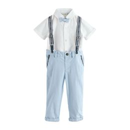 Baker By Ted Baker Set: Hemd, Hose und Hosentr&auml;ger Jungen Gr&ouml;&szlig;e 80 himmelblau / schwarz / wei&szlig;