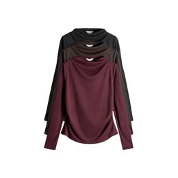 The Set Shirt Damen Gr&ouml;&szlig;e XL braun / burgunder / schwarz