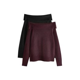 The Set Pullover Damen Gr&ouml;&szlig;e M bordeaux / schwarz