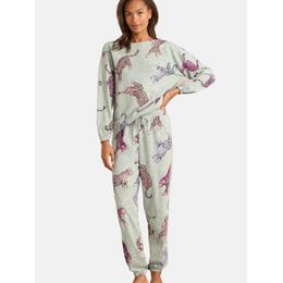 Love & Roses Pyjama Damen Gr&ouml;&szlig;e 4XL grau / ros&eacute; / hellpink / schwarz Winterkleid